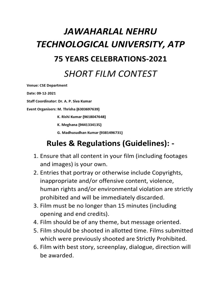 SHORT FILM CONTEST (1) | PDF