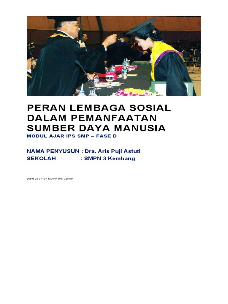 8.1.D.3 Peran Lembaga Sosial Dalam Pemanfaatan Sumber Daya Manusia. | PDF
