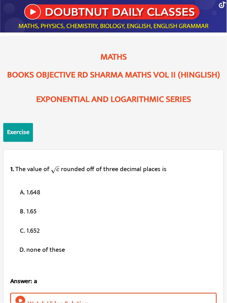 RD Sharma Log and Expo | PDF | Logarithm | Mathematical Objects