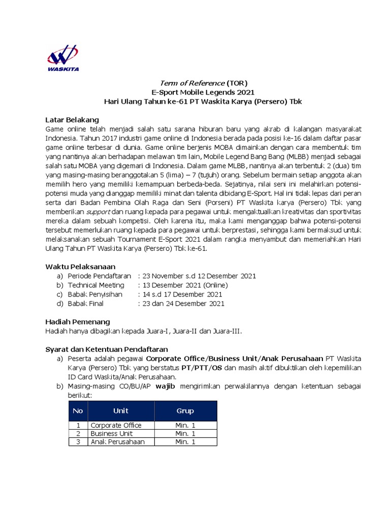 Tor Kompetisi Esport MLBB - Vshared - Rev | PDF