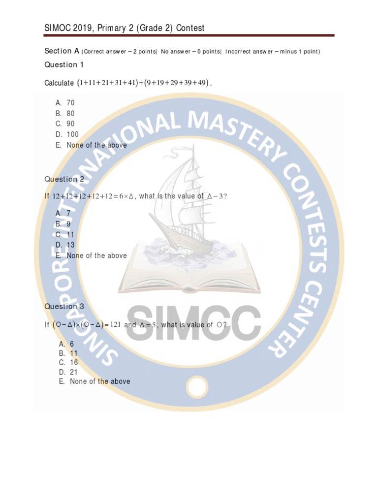Grade 2 SIMOC 2019 | PDF