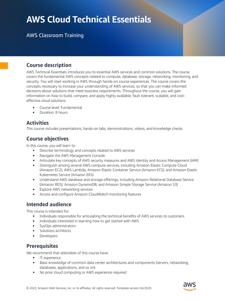 aws-cloud-technical-essentials | PDF | Amazon Web Services | Cloud Computing