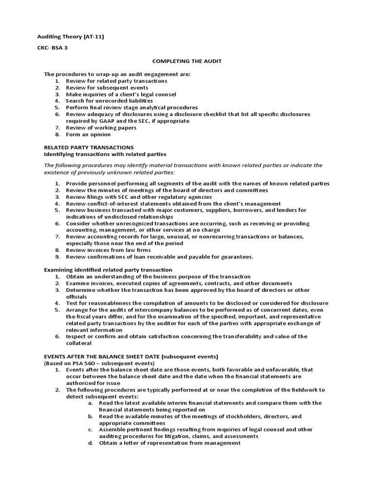 AT-11-Completing-the-Audit | PDF | Going Concern | Auditor's Report