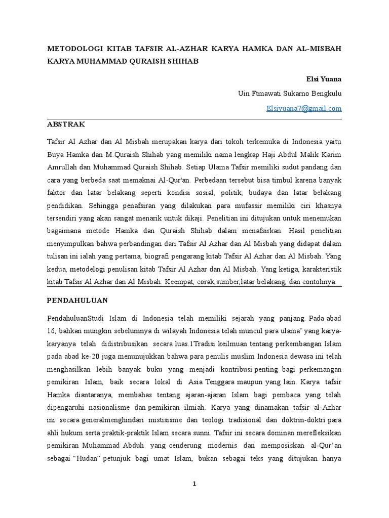 Tafsir Al Misbah Dan Al Azhar | PDF | Agama & Spiritualitas