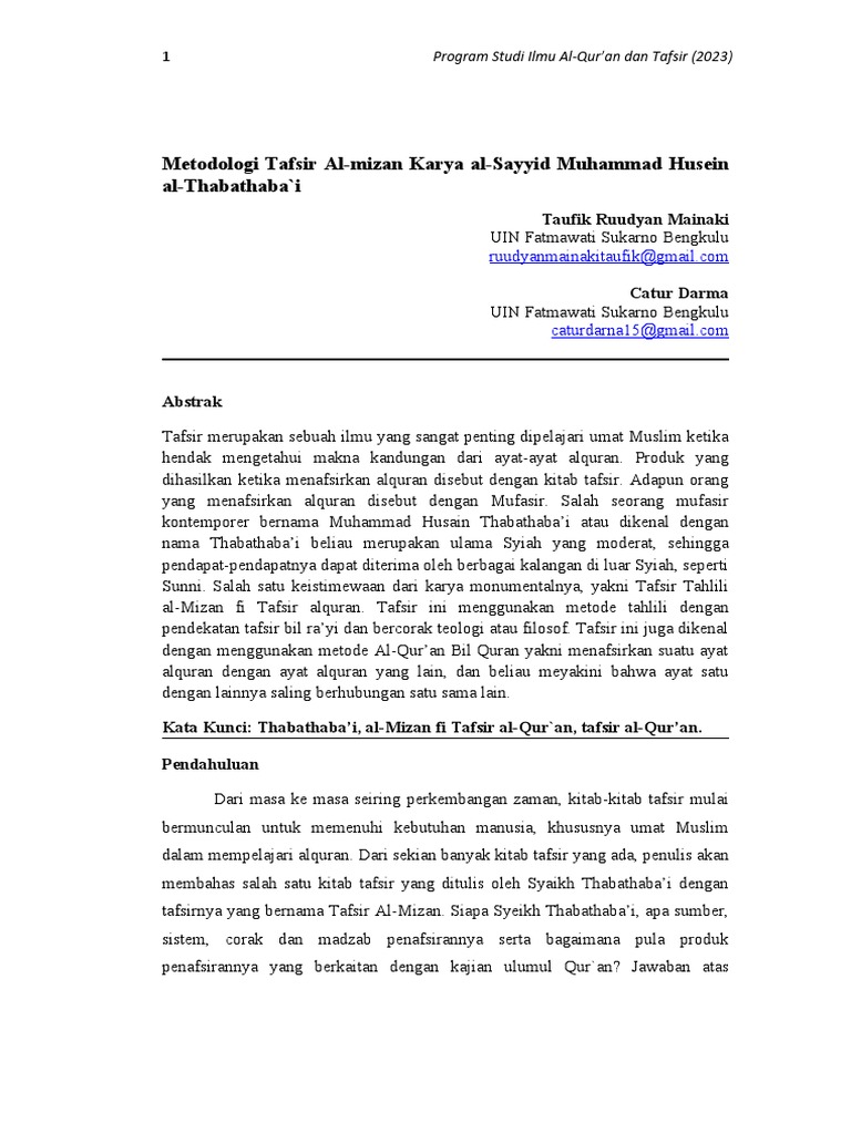Metodologi Tafsir Al-Mizan | PDF