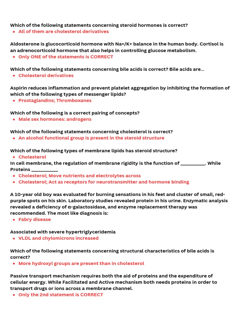 Bio 024 - Quiz Cfu Sas 2 (Answer Key) | PDF | Fat | Cholesterol