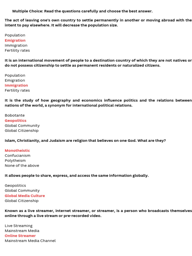 High School Social Studies Quiz | PDF | Monotheism | God