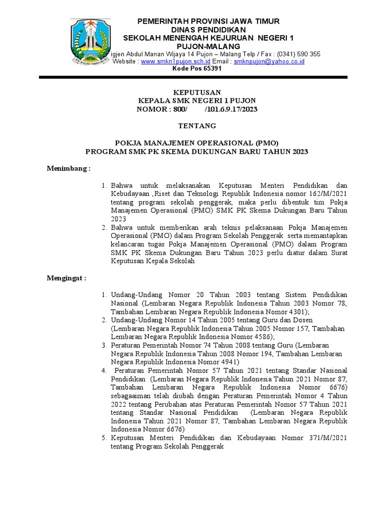 SK Tim Pmo Tahun 2023 Pujon | PDF