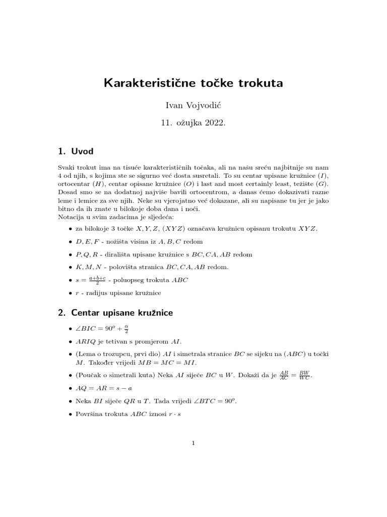 MIOC Dodatna 11 3 2022 Karakteristi Ne To Ke Trokuta | PDF