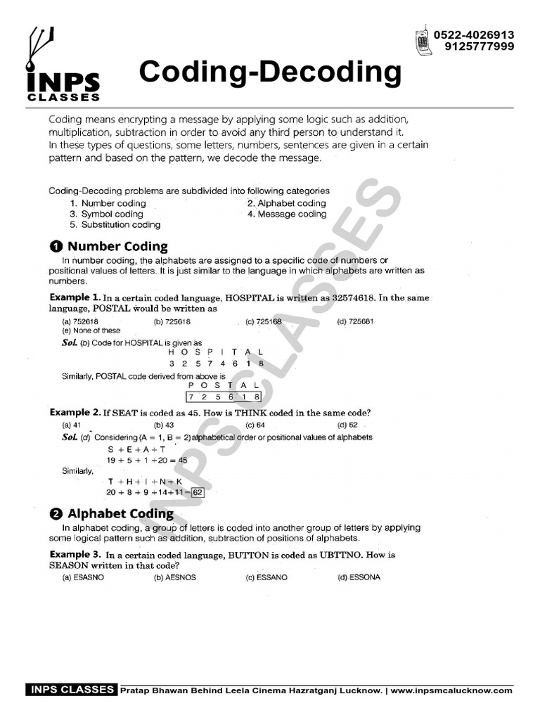 INPS-Coding & Decoding-Study-Material | PDF