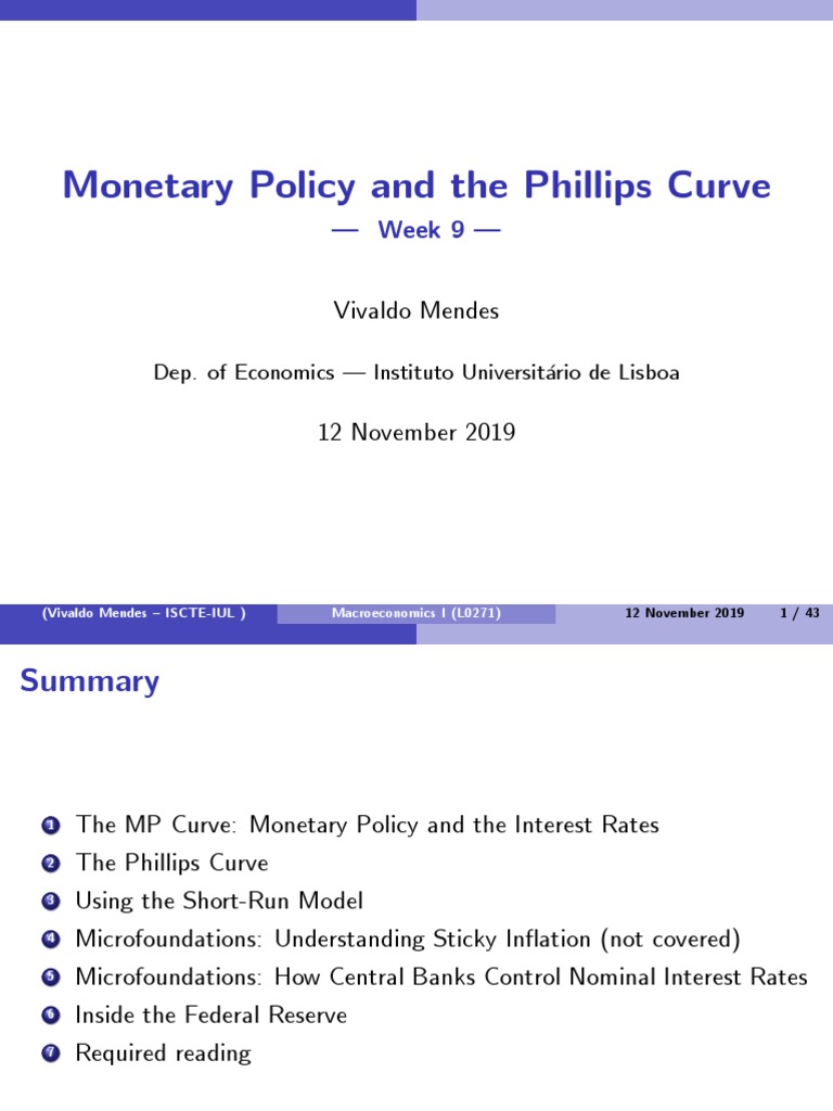 Chapter 12. Monetary Policy and The Phillips Curve | PDF ...