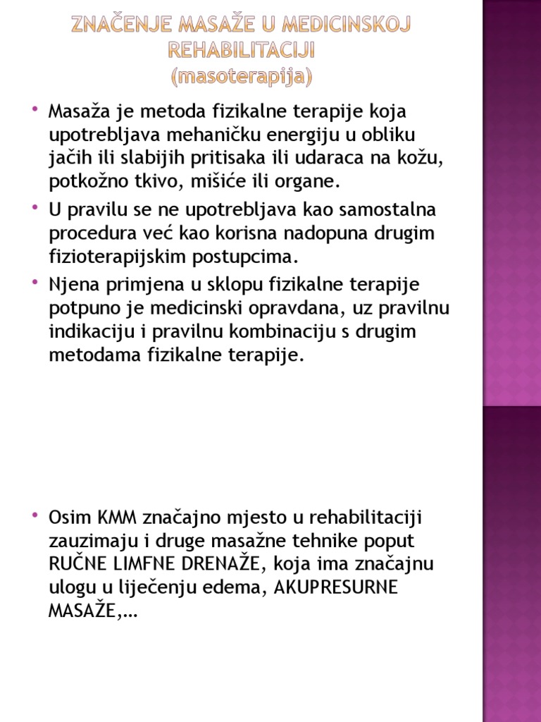 Masazne Tehnike - Vrste Masaza - Djelovanje | PDF