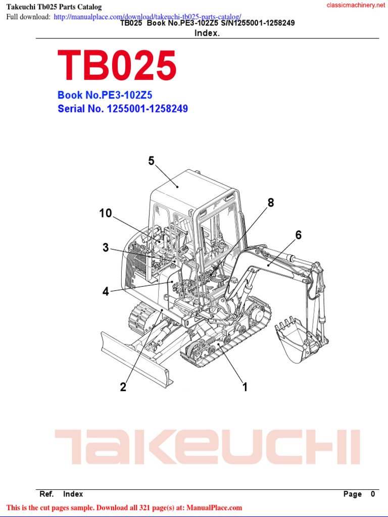 Takeuchi Tb025 Parts Catalog | PDF | Manufactured Goods | Mechanical ...