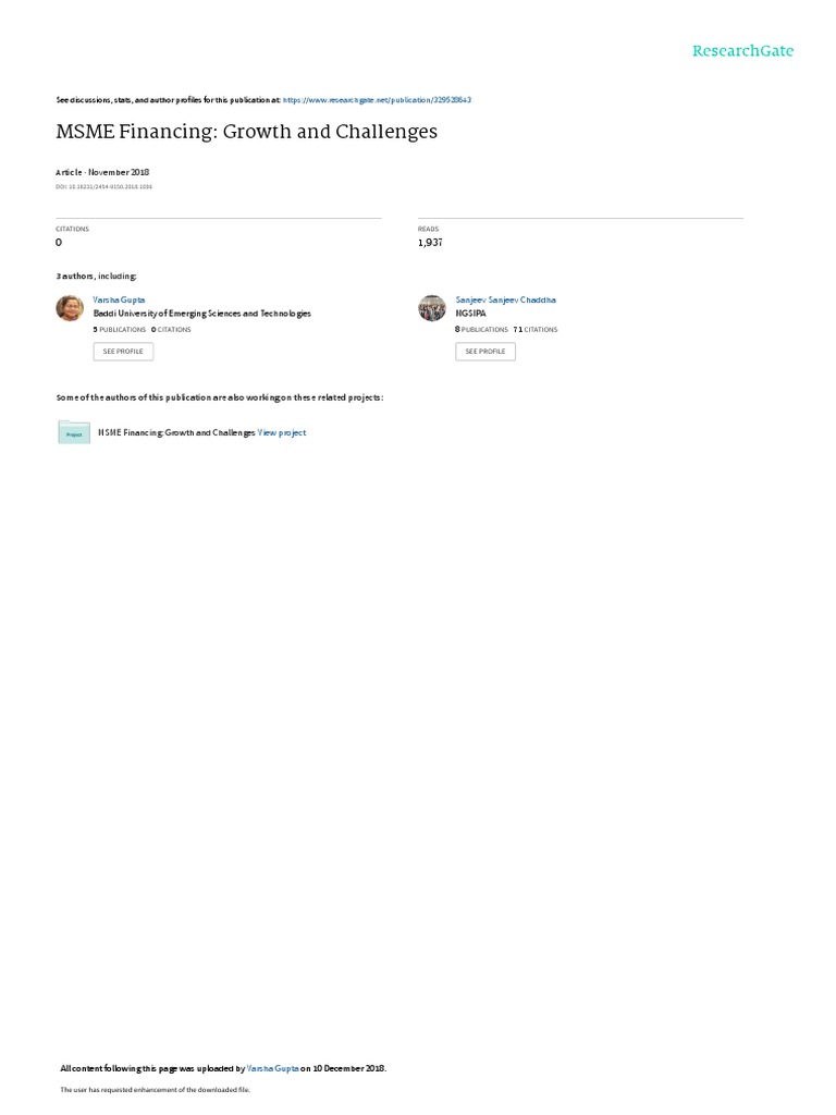 MSME Financing Growth and Challenge | PDF | Small And Medium Sized ...