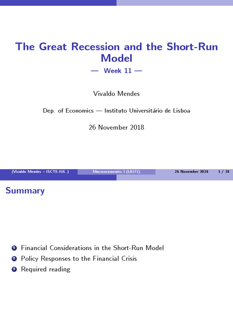 Chapter 14. The Great Recession and The Short-Run Model | PDF ...