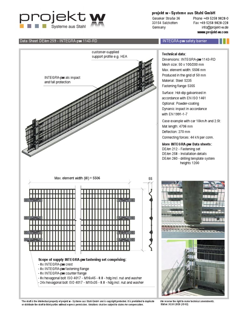 Data Sheet - DE en 259 - INTEGRA PW 1143 RD - 02 | PDF | Screw
