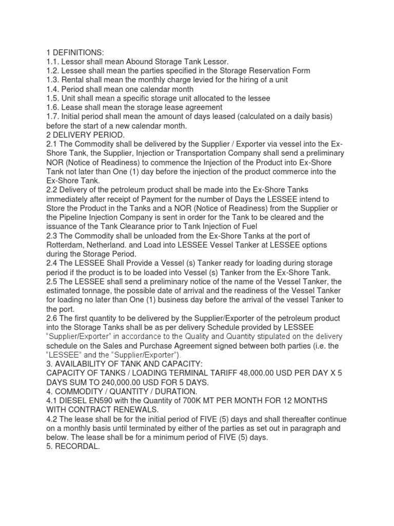 TSA Draft | Download Free PDF | Lease | Oil Tanker