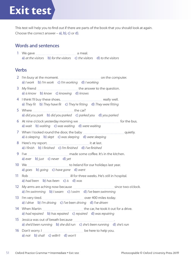 Oxford Practice Grammar Intermediate Tests | PDF | Adverb | Linguistics