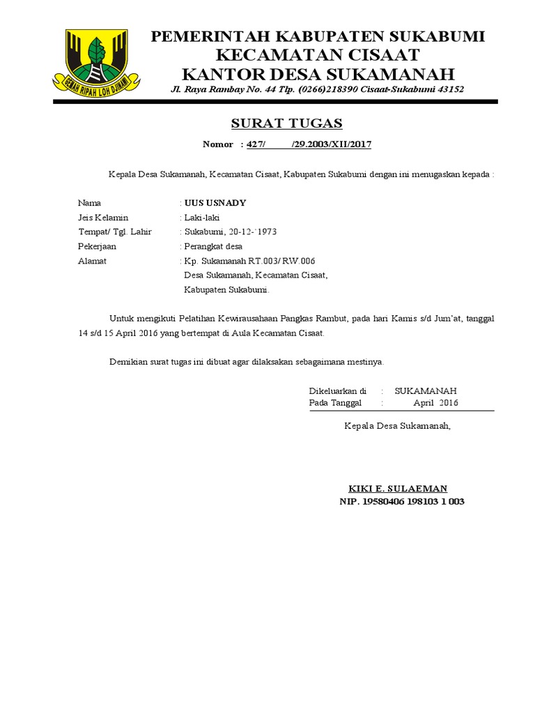 surat tugas | PDF
