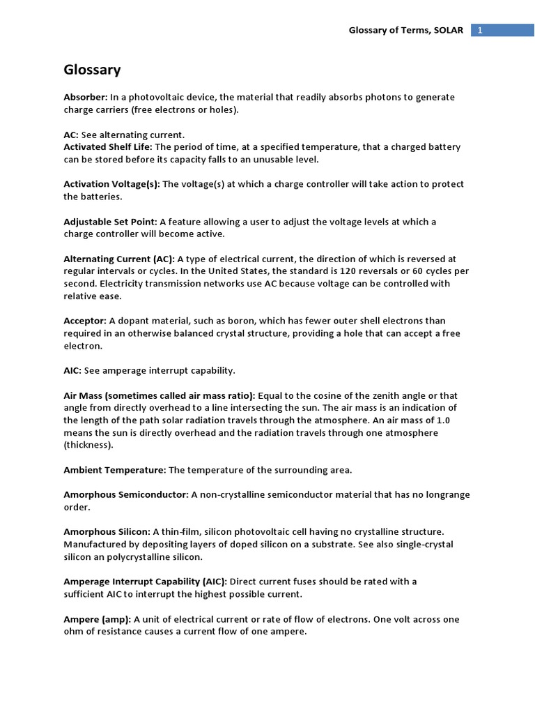 solar-energy-glossary-of-terms (1) | PDF | Photovoltaics | Solar Cell