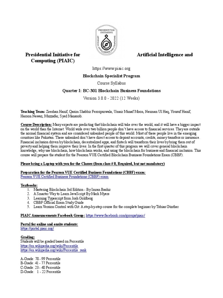 PIAIC-BC-Q1-Syllabus_2022 | PDF | Applications Of Cryptography | Computer Security