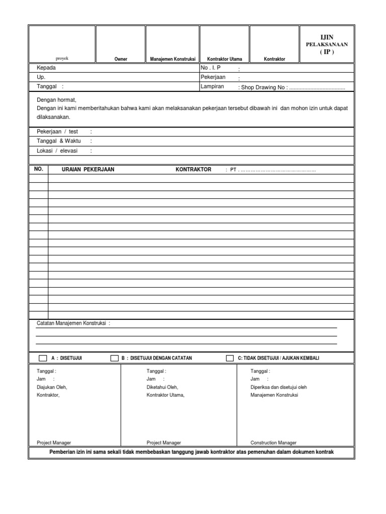 Form Ijin Pelaksanaan | PDF