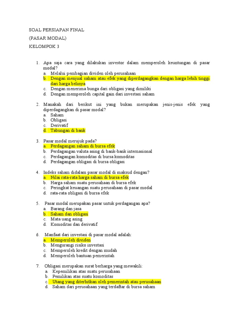 Soal Persiapan Final | PDF