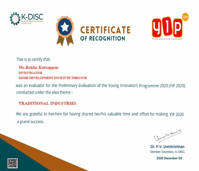 YIP Performance Evaluation-Evaluation Certificate 7030 | PDF