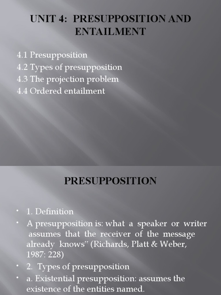 Understanding Presupposition Types | PDF | Grammar | Semantics