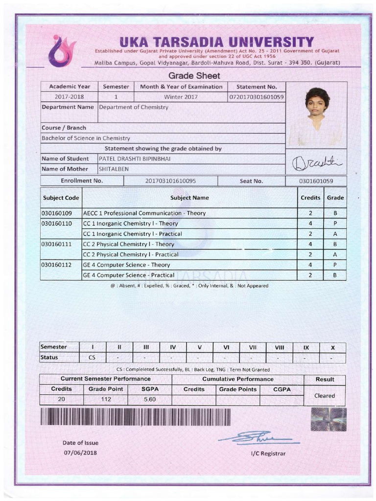 Degree Marksheet PDF | PDF