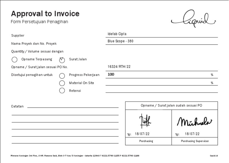 Approval To Invoice | PDF