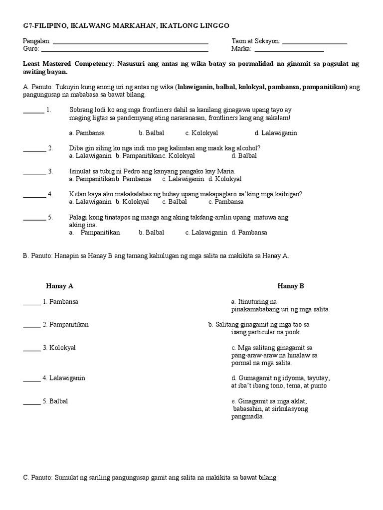 FILIPINO-7_Q4_W3W4 | PDF