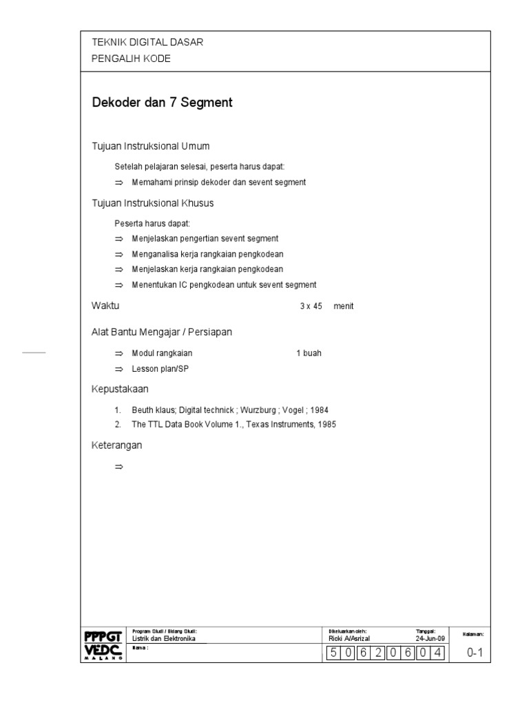 Dekoder - 7 Segmen VEDC MALANG | PDF | Komputer