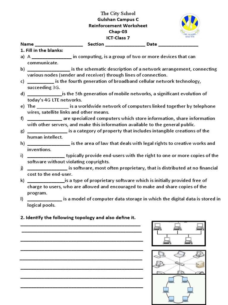 Class 7 - Chap 3 Reinforcement Worksheet | PDF | Computer Network | 4 G