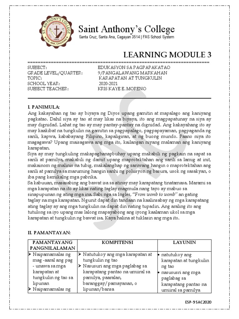 Esp 9 Module 3 Pdf