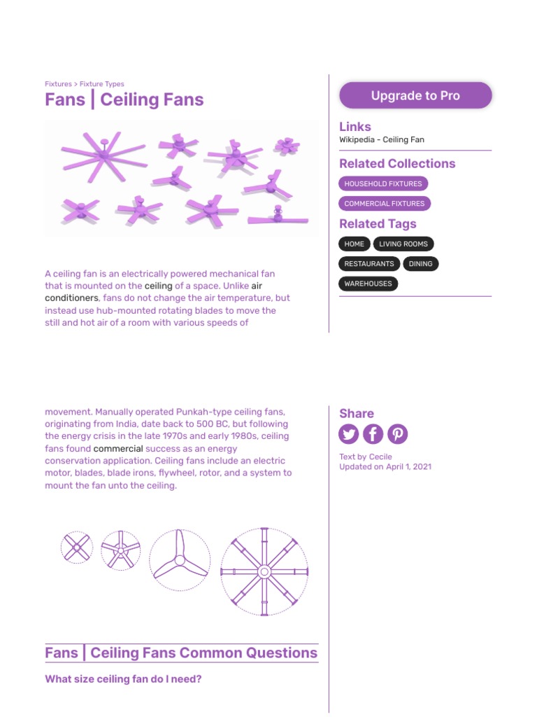 Ceiling Fan Size Guide for Rooms | PDF | Manufactured Goods | Equipment