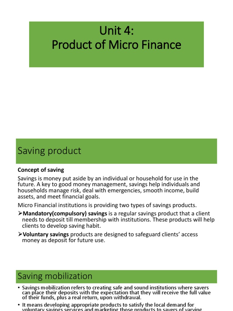 Unit 4 MFRB | PDF | Loans | Microcredit