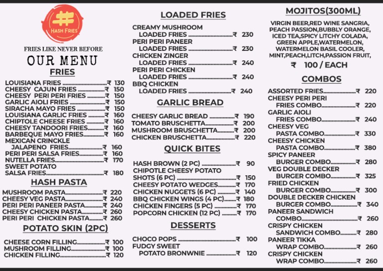 Hasfries Menu Card A3 | PDF | Foods | Cuisine