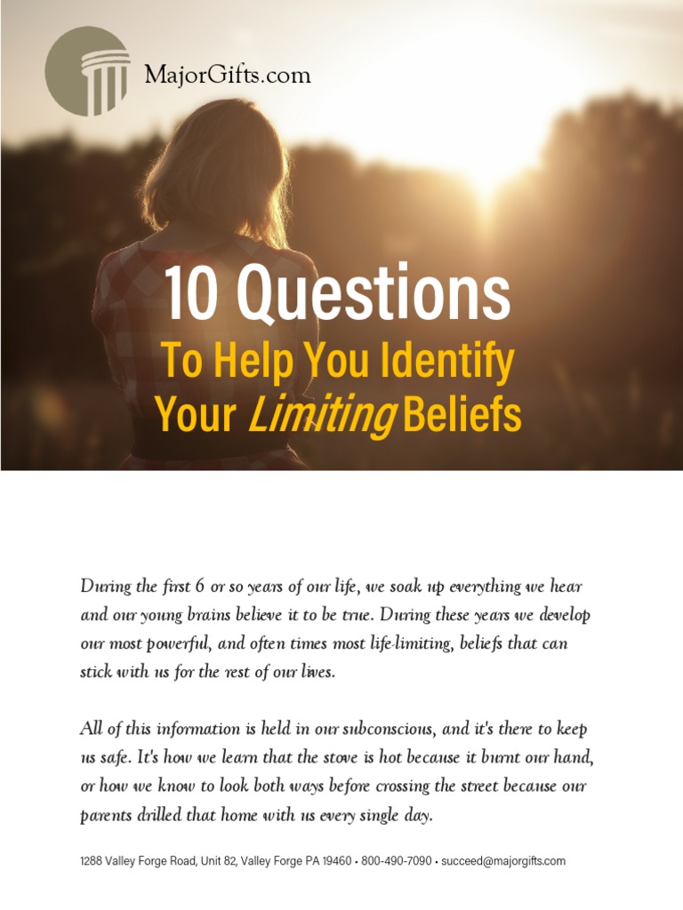10 Questions To Help You Identify Your Limiting Beliefs | PDF ...