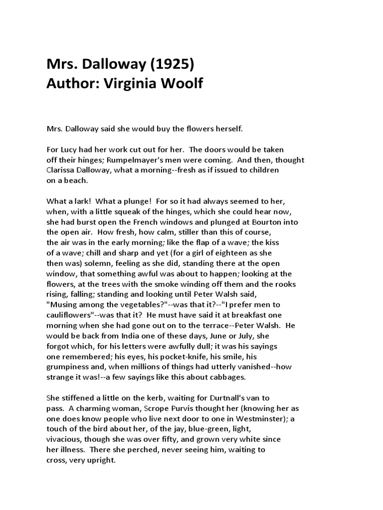 Mrs Dalloway | PDF | Mrs Dalloway