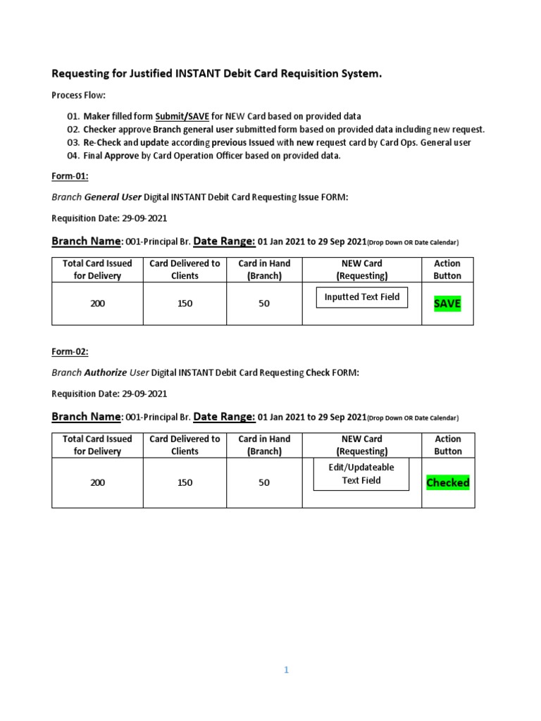 Justified INSTANT Debit Card Requisition Form-CO | PDF | Software ...