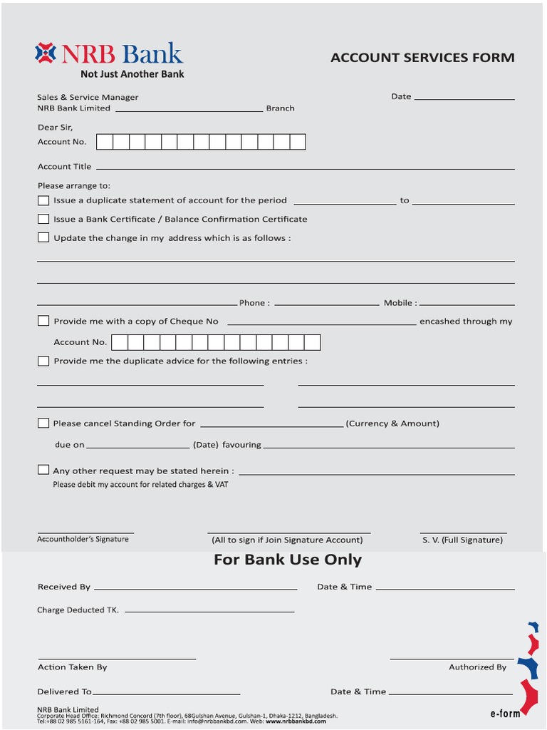 Account Services Form | PDF