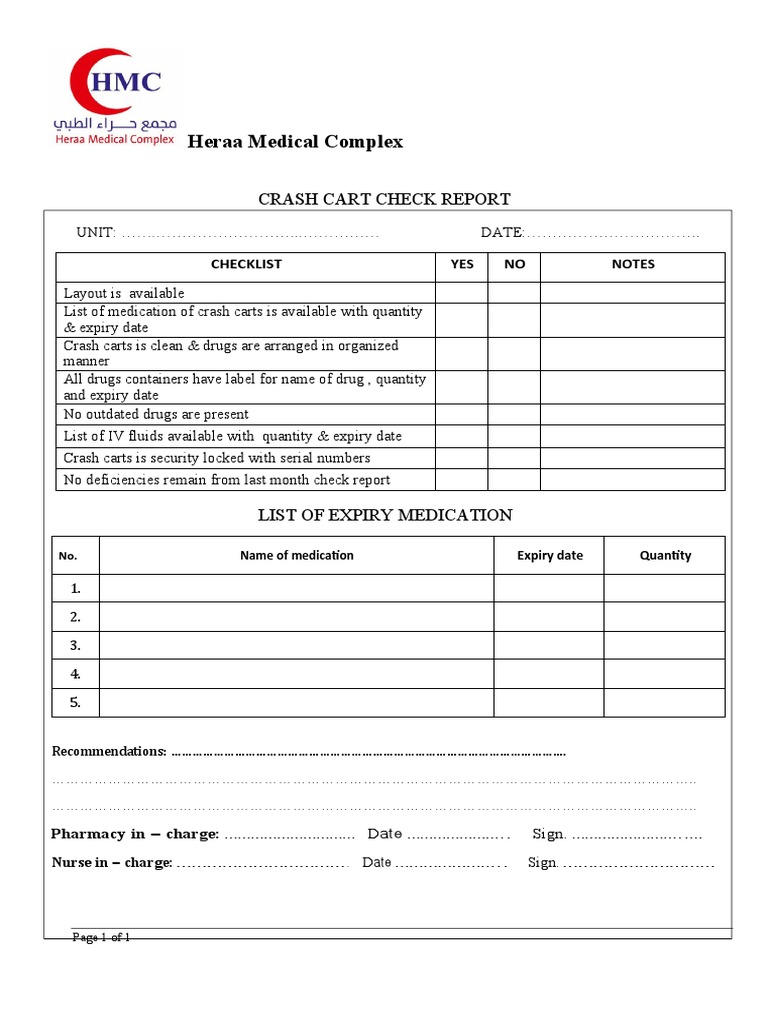 025-Ph-Crash Cart Check Form | PDF