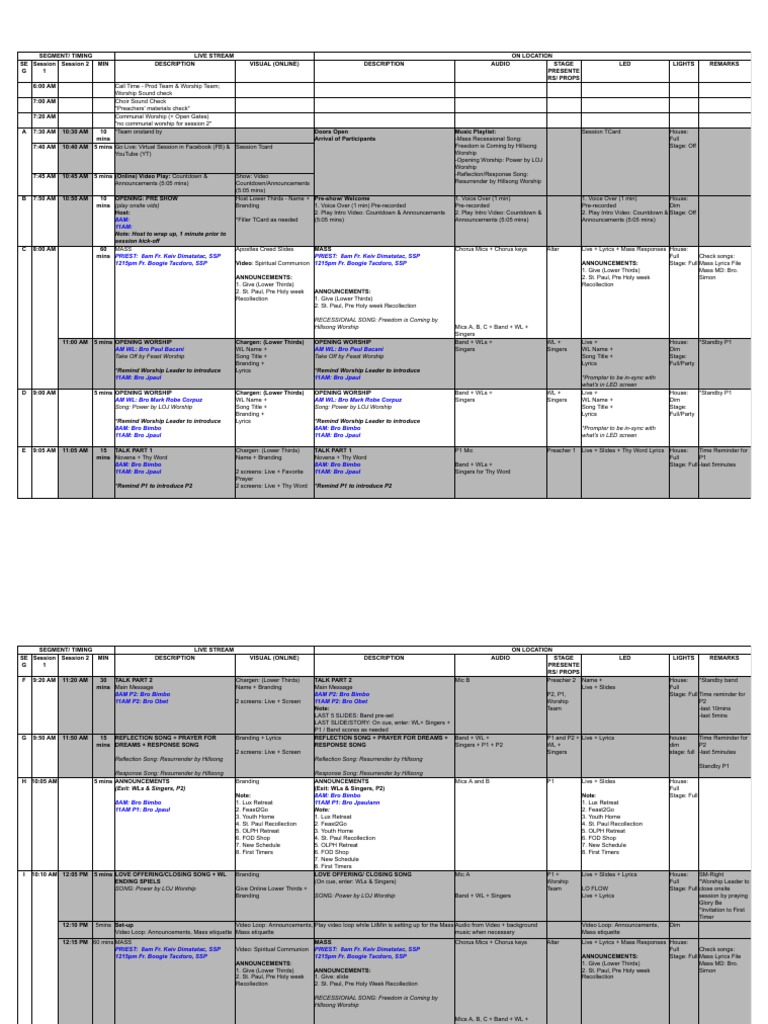 March19 Tech Script | PDF | Mass (Liturgy) | Christian Worship And Liturgy