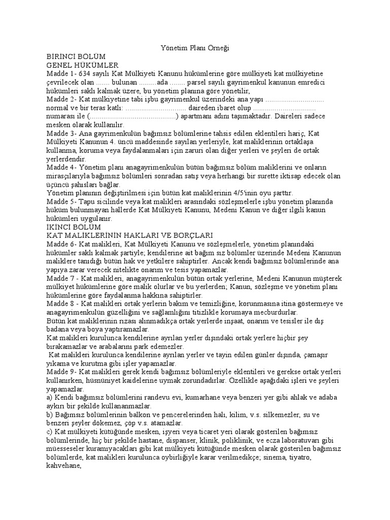 Ornek Yonetim Plani | PDF