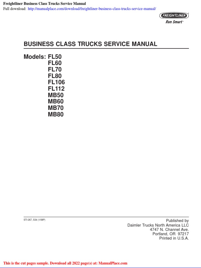 Freightliner Business Class Trucks Service Manual | PDF | Truck | Pound ...