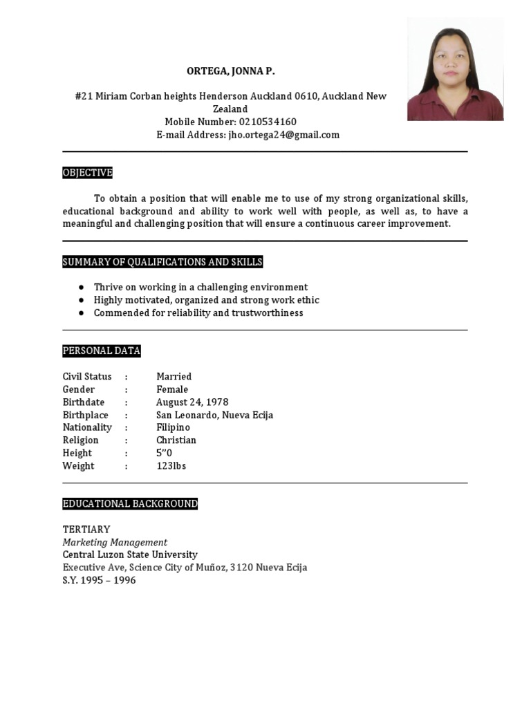 Jonna Resume | Download Free PDF | Business