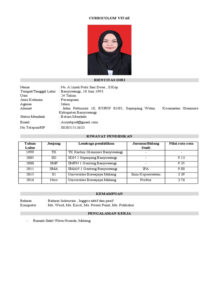 CURRICULUM VITAE Aisyah | PDF