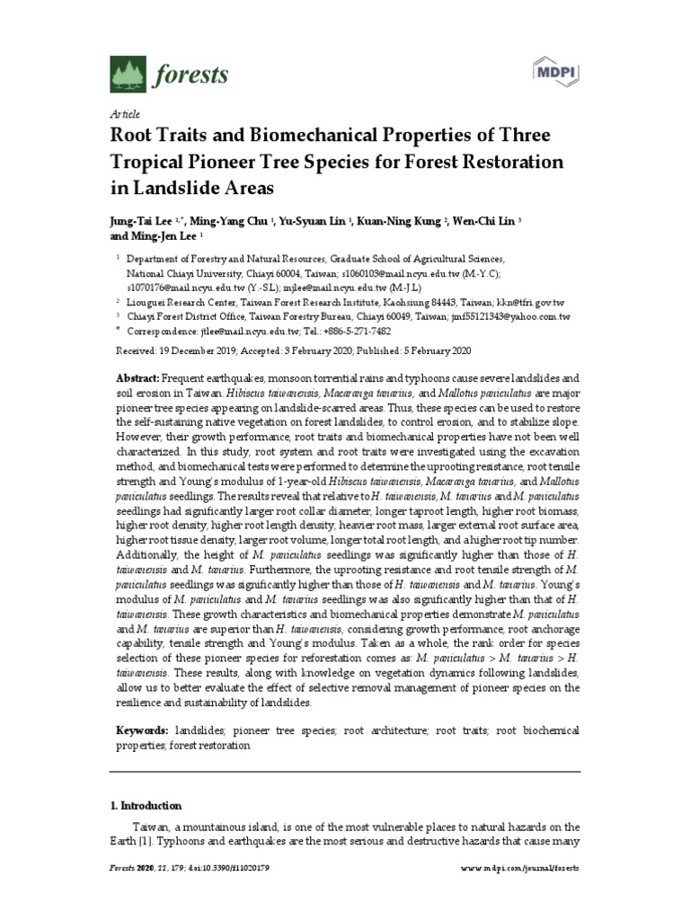 Root Traits and Biomechanical Properties of Three | PDF | Root ...