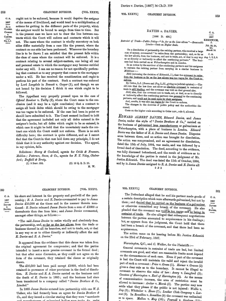 Davis Vs Davis (1887) | PDF | Assignment (Law) | Covenant (Law)